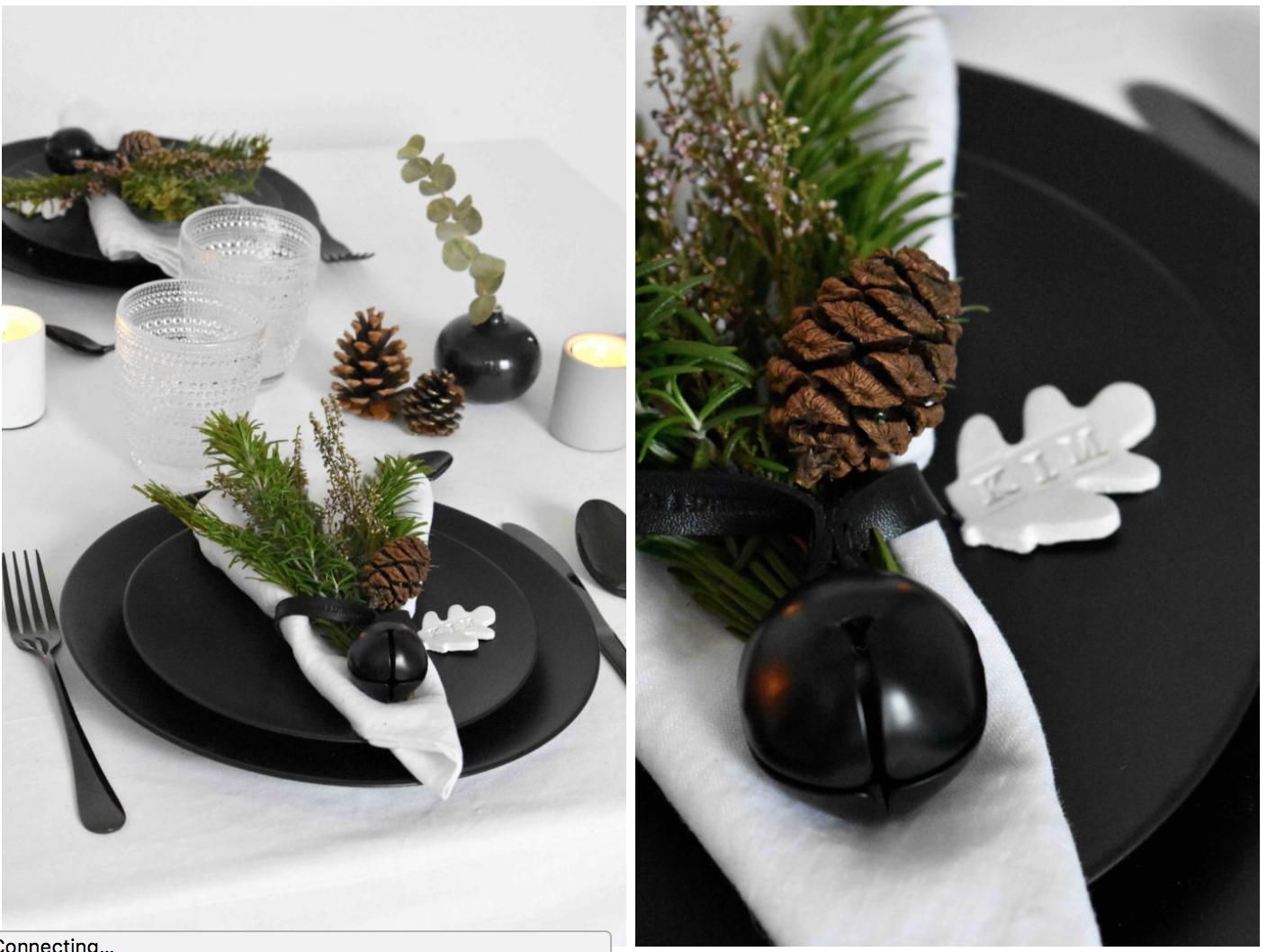 Black & White Christmas Table Setting - MK Design London